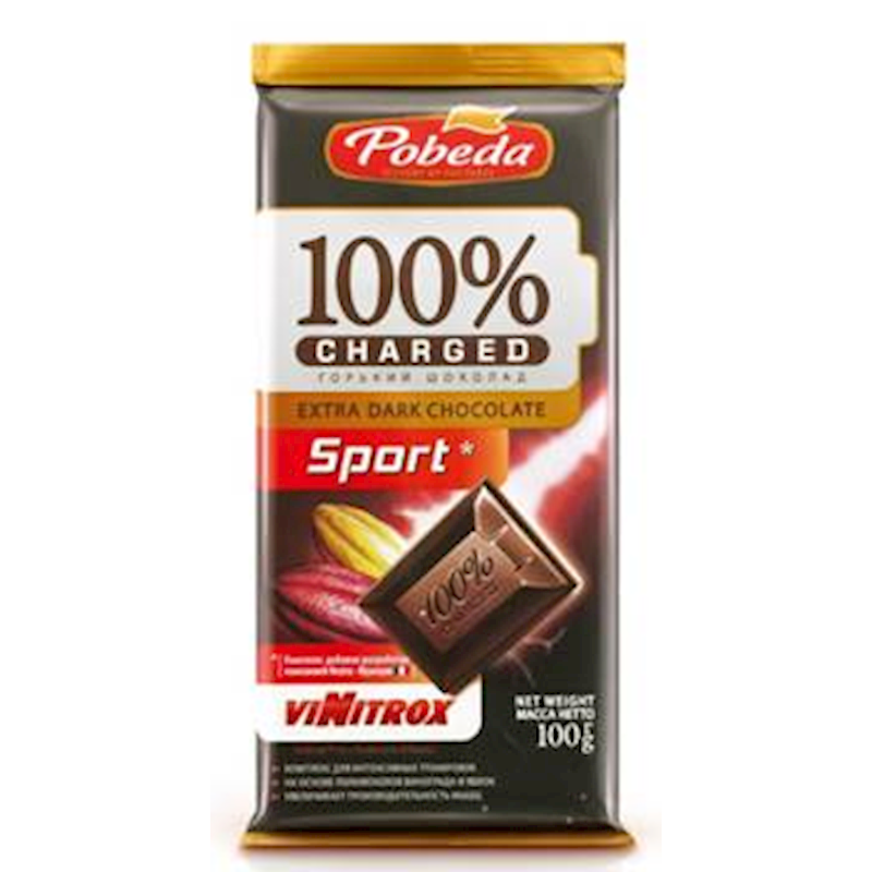 "POBEDA" CHARGED SPORT EXTRA DARK CHOCOLATE 100G