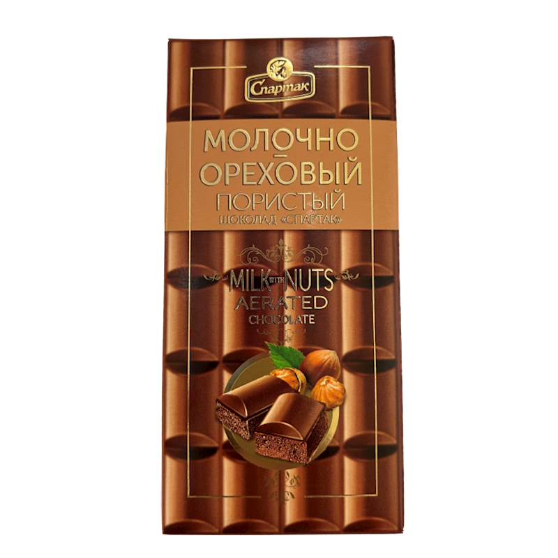 AERATED CHOCOLATE BAR MILK W/NUT 70G SPARTAK