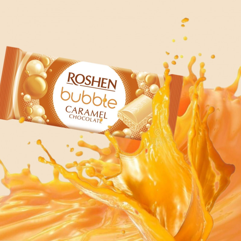"ROSHEN " WHITE CHOCOLATE CARAMEL AERATED CHOCO BAR 80G